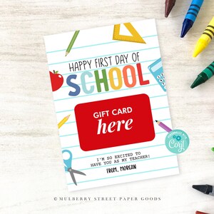 Printable First Day of School Gift Card Holder, Welcome Back to School ...