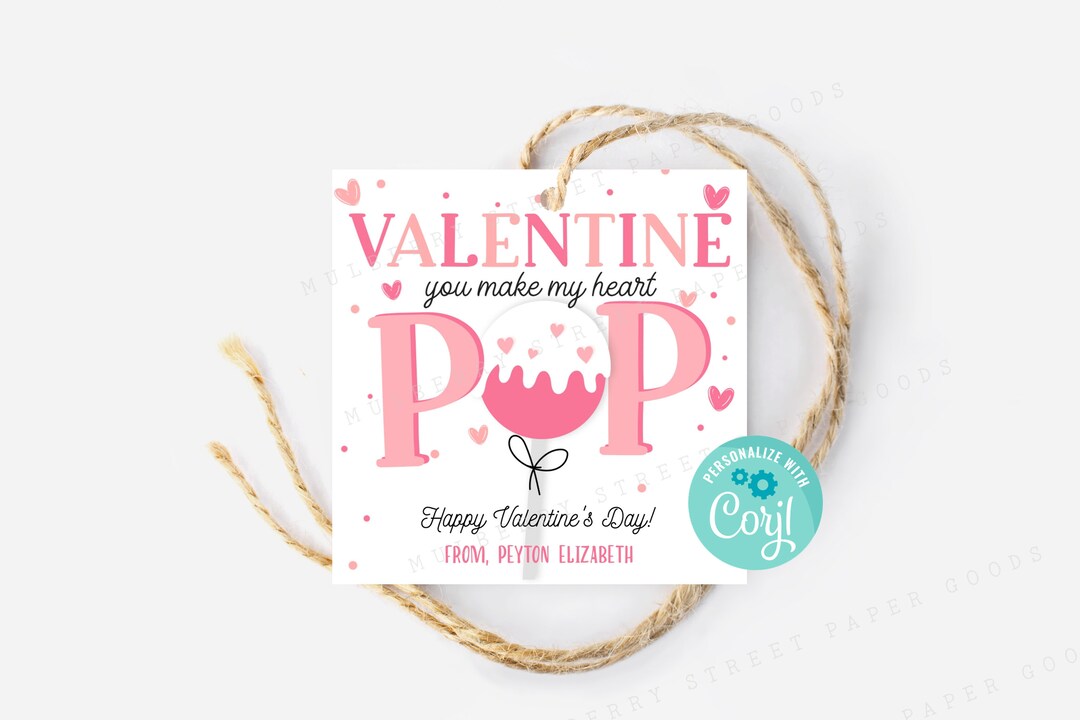 Printable Cake Pop Valentine's Day Gift Tag Kids Classroom You Make My ...
