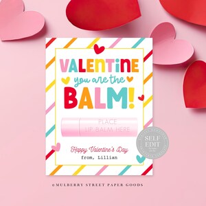 Lip Balm Valentine's Day Card Printable Kids Classroom Chapstick ...