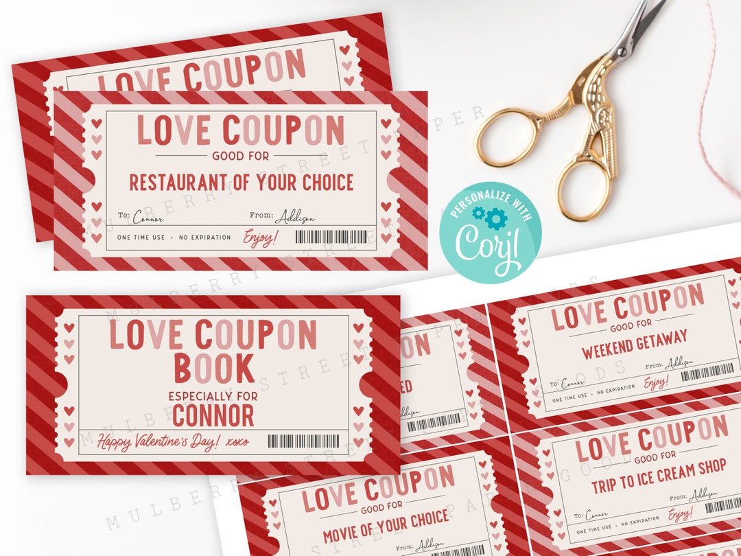 Printable Valentine's Day Coupon Book, Instant Download Valentine Love ...