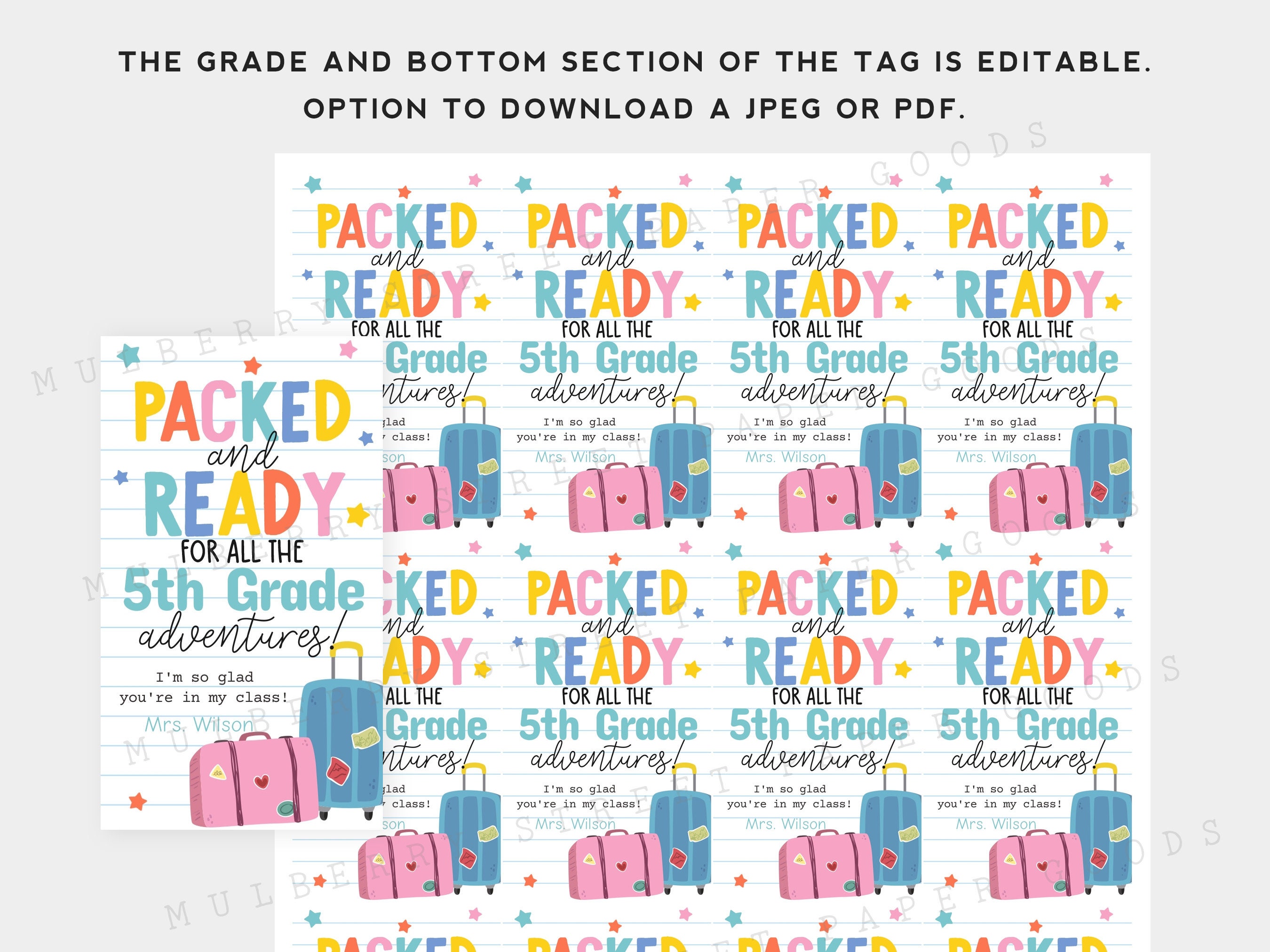Editable Back to School Gift Tag Printable Packed and Ready for School ...