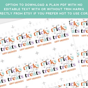 Printable No Tricks Just Treats Happy Halloween Gift Tag, Halloween ...