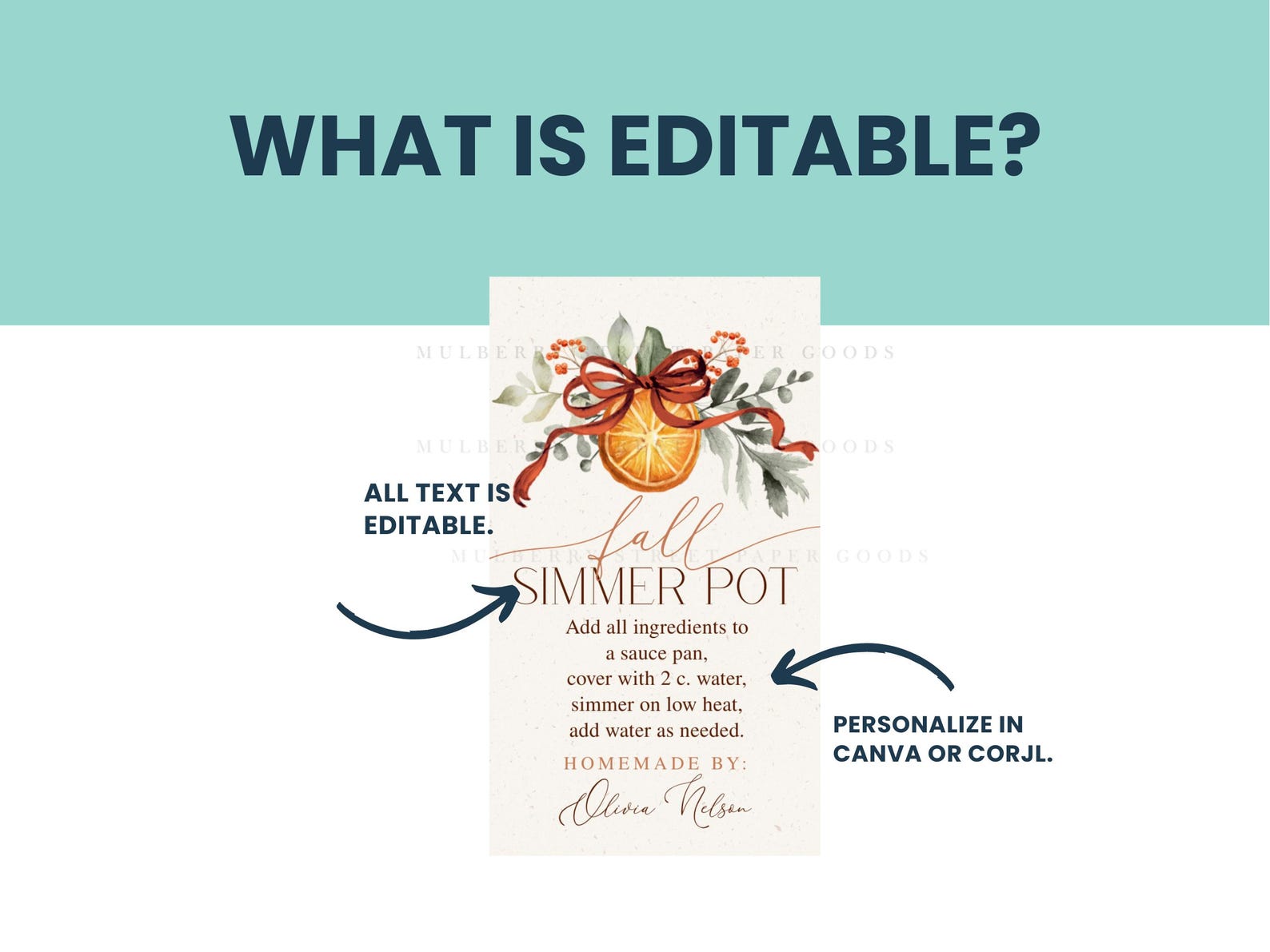Editable Fall Simmer Pot Gift Tag Printable Cottagecore Autumn ...