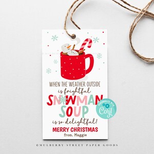 Snowman Soup Hot Chocolate Gift Tag Printable Christmas Hot Chocolate ...