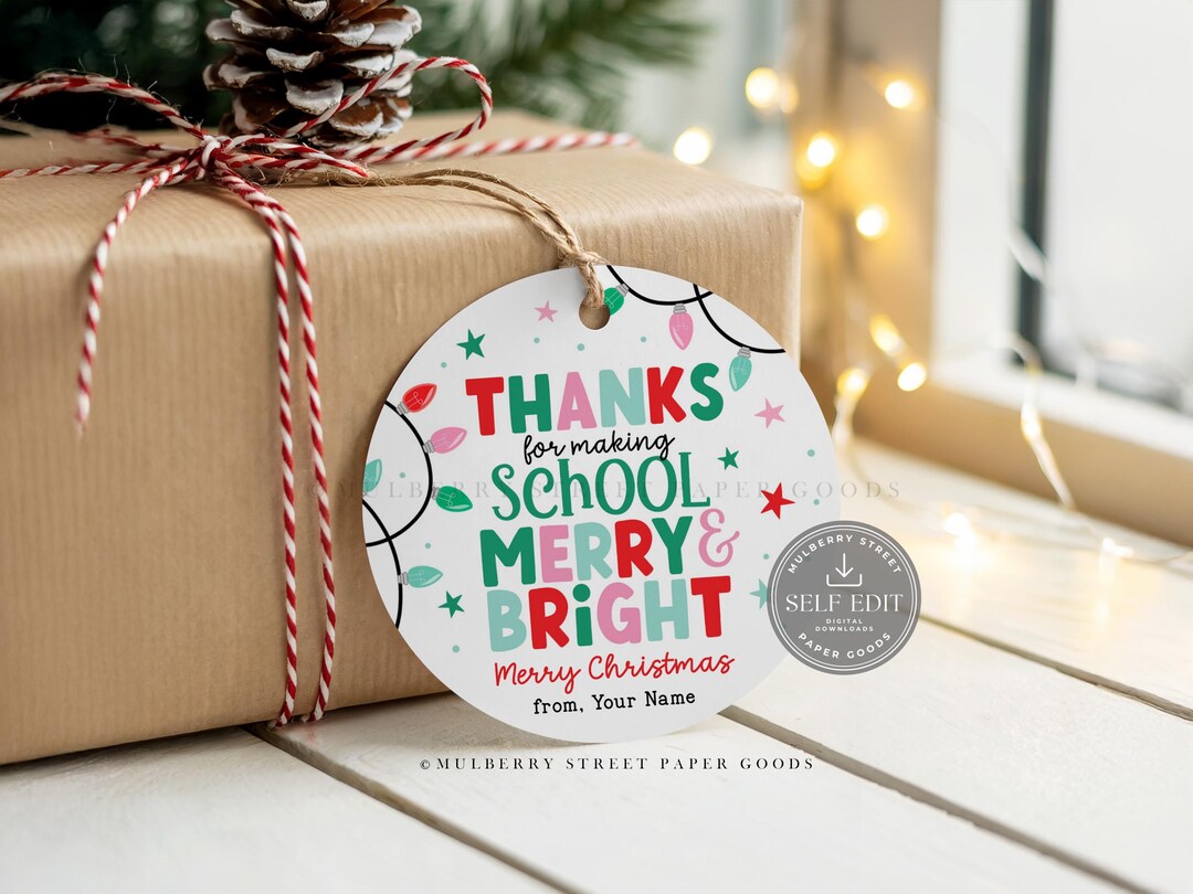 Teacher Christmas Gift Tag Printable Digital Download Canva Template ...