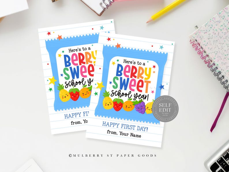 Back to School Printable Gift Tags Canva Template First Day of School ...