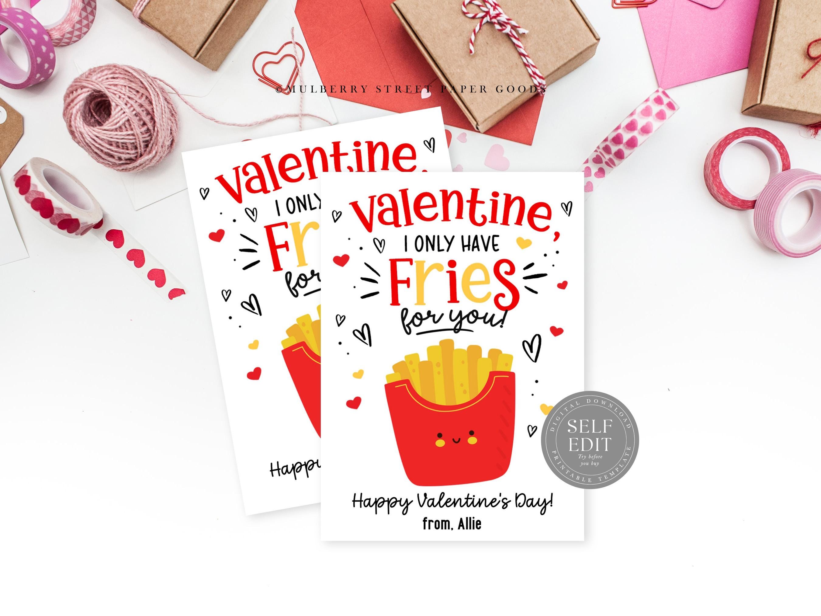 French Fries Valentine Card Canva Template Fries Classroom Valentine ...