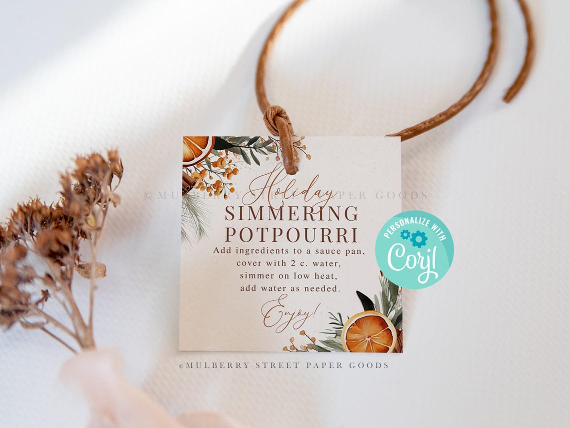 Simmer Pot Instructions Tag, Christmas Simmering Potpourri Gift ...