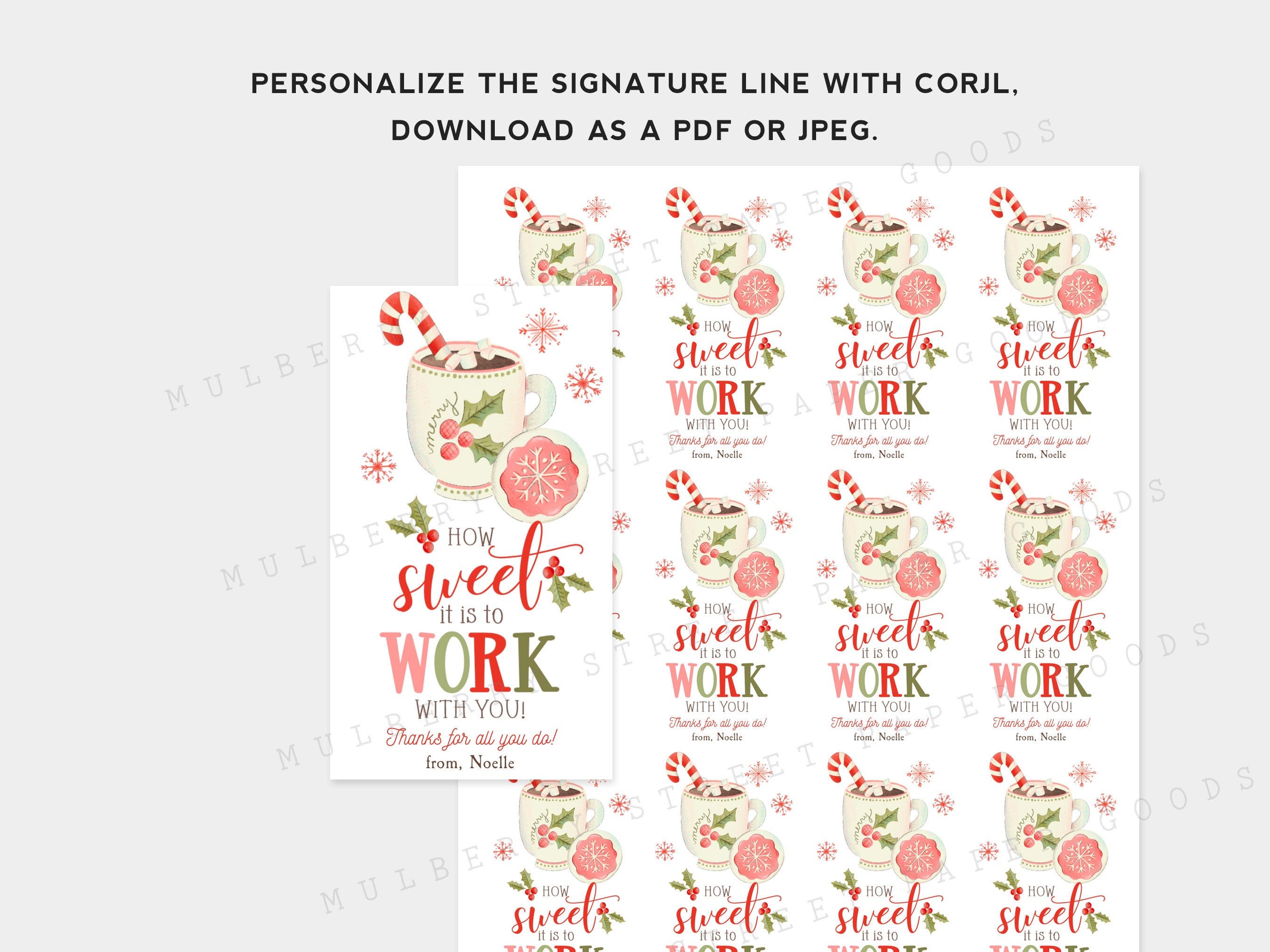 Printable How Sweet It is to Work With You Christmas Gift Tag, Co ...