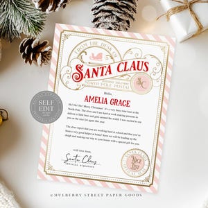 Editable Letter From Santa Digital Download Personalized Pink Christmas ...