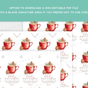 Editable Holiday Hot Cocoa Mix Gift Tag, Hot Chocolate Bomb, Christmas ...