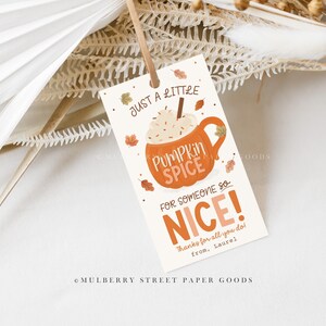 Instant Download Pumpkin Spice Gift Tag Printable Fall Pumpkin Latte ...