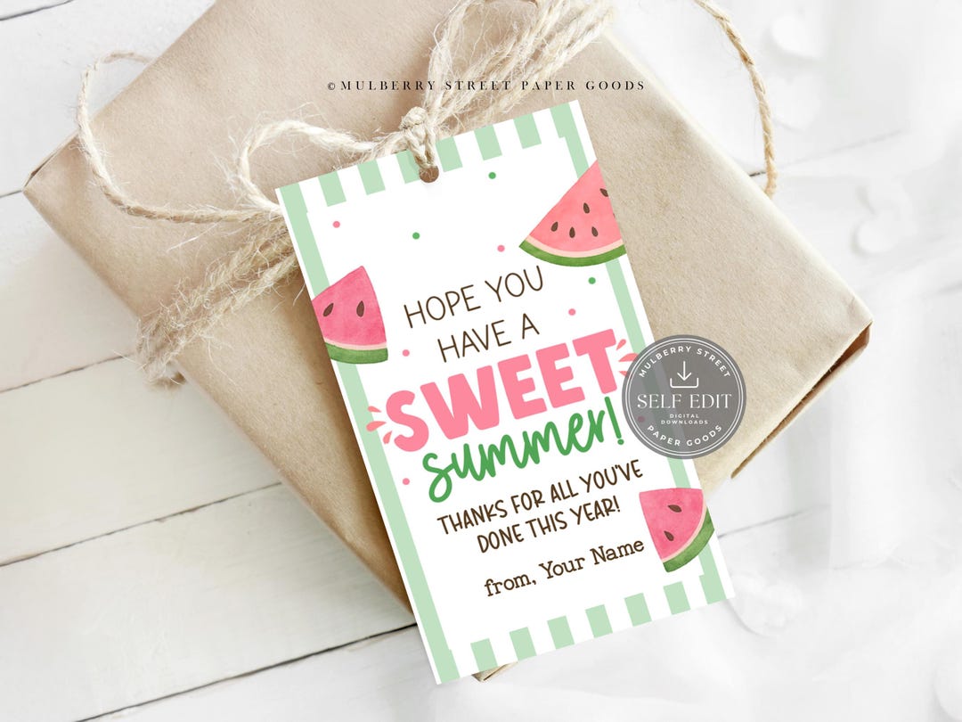 Watermelon Gift Tag Printable Canva Template Summer Favor Tags Last Day ...