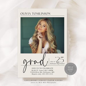 Editable Class of 2025 Graduation Announcement Canva Template ...