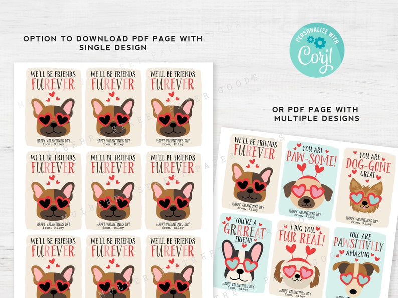 Printable Dog Valentine's Day Cards Kids School Classroom - Etsy
