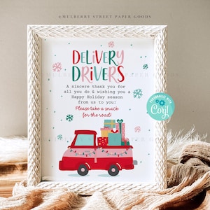 Editable Christmas Delivery Driver Treat Station Printable Digital ...