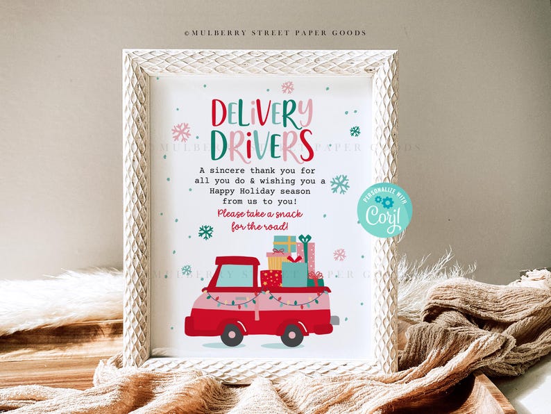 Editable Christmas Delivery Driver Treat Station Printable Digital ...
