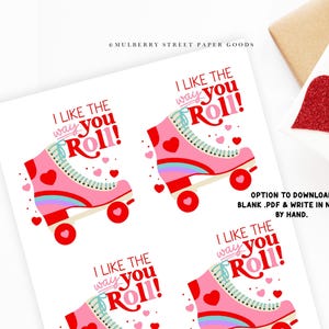 Roller Skate Valentine Card Canva Template Printable Roll up Classroom ...