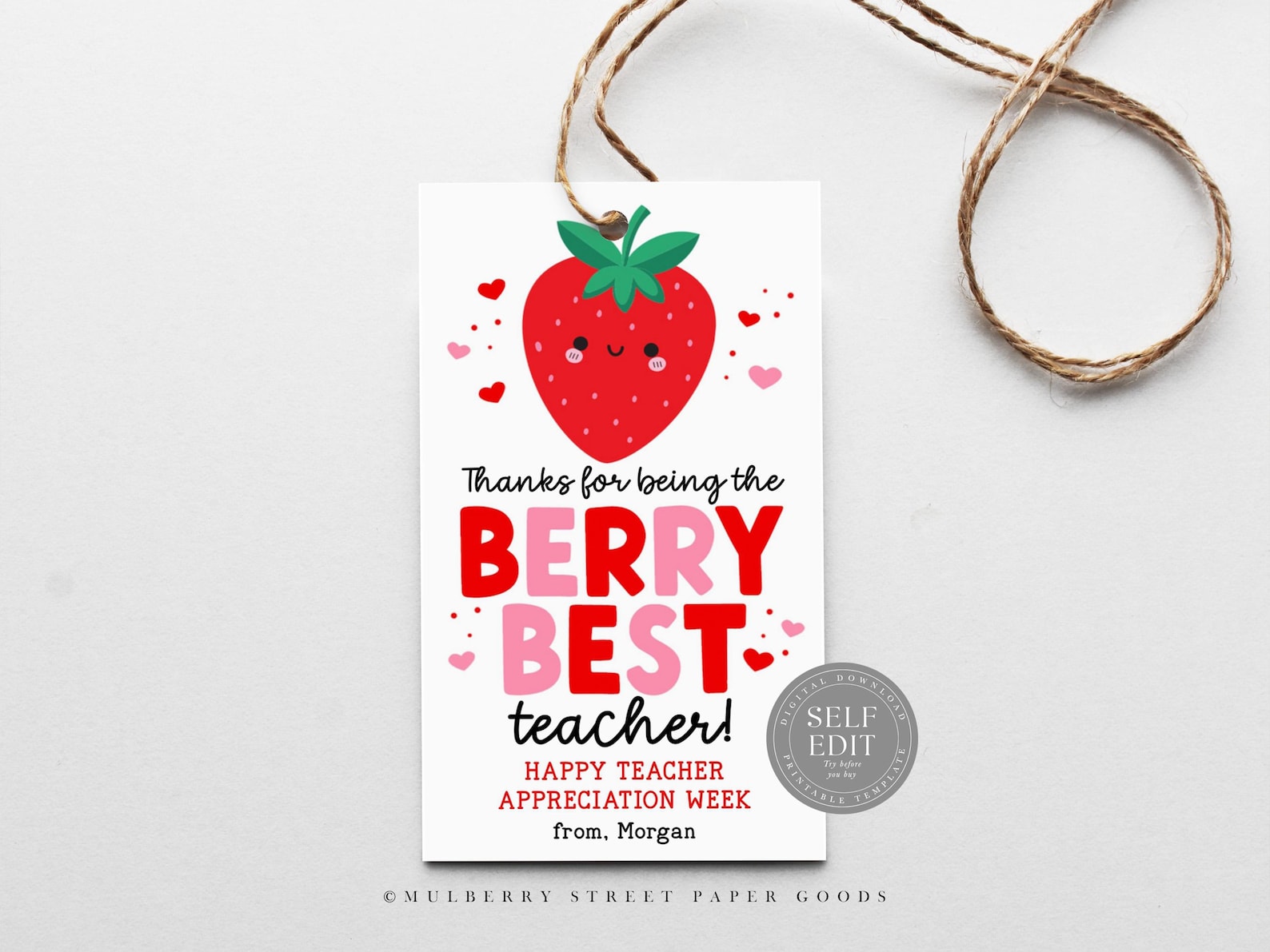 Berry Best Teacher Gift Tag Printableteacher Appreciation Gift Tag ...