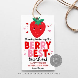 Berry Best Teacher Gift Tag Printableteacher Appreciation Gift Tag ...