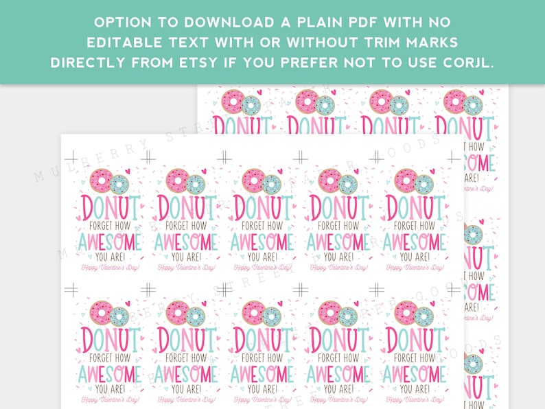 Printable Donut Forget How Awesome You Are Valentine Kids - Etsy
