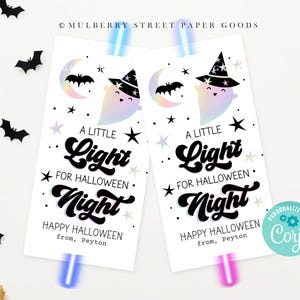 Halloween Glow Stick Holder Card Printable Template Halloween Party ...