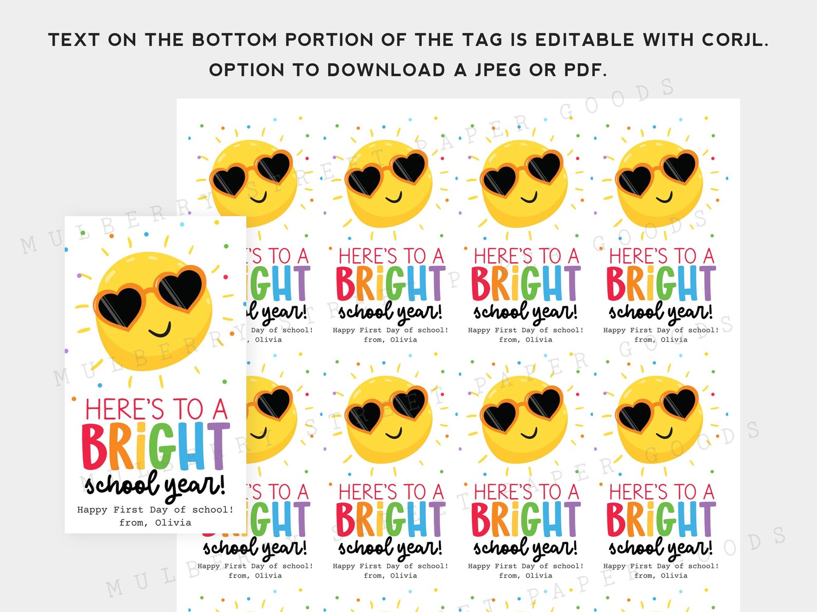 Here's to a Bright School Year, Welcome Back to School Gift Tag, First ...