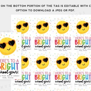 Here's to a Bright School Year, Welcome Back to School Gift Tag, First ...