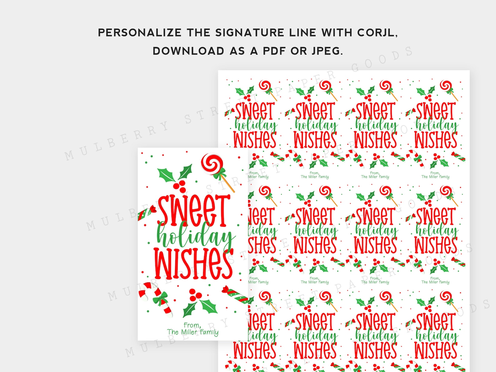 Printable Sweet Holiday Wishes Gift Tag Christmas Sweets Tag - Etsy