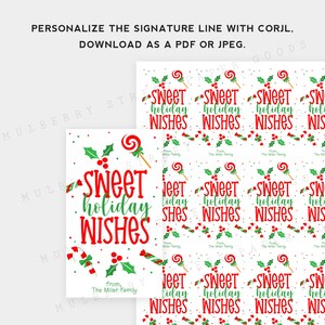 Printable Sweet Holiday Wishes Gift Tag, Christmas Sweets Tag, Sweet ...