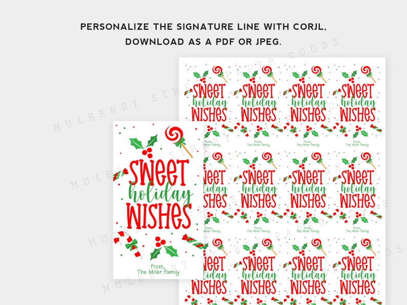 Printable Sweet Holiday Wishes Gift Tag Christmas Sweets Tag - Etsy