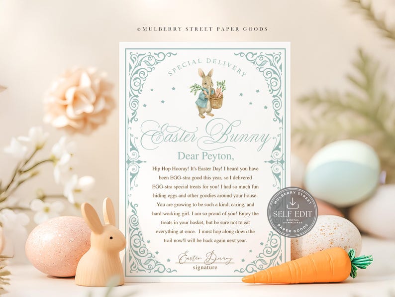 Editable Letter From the Easter Bunny Canva Template, Easter Basket 5x7 ...