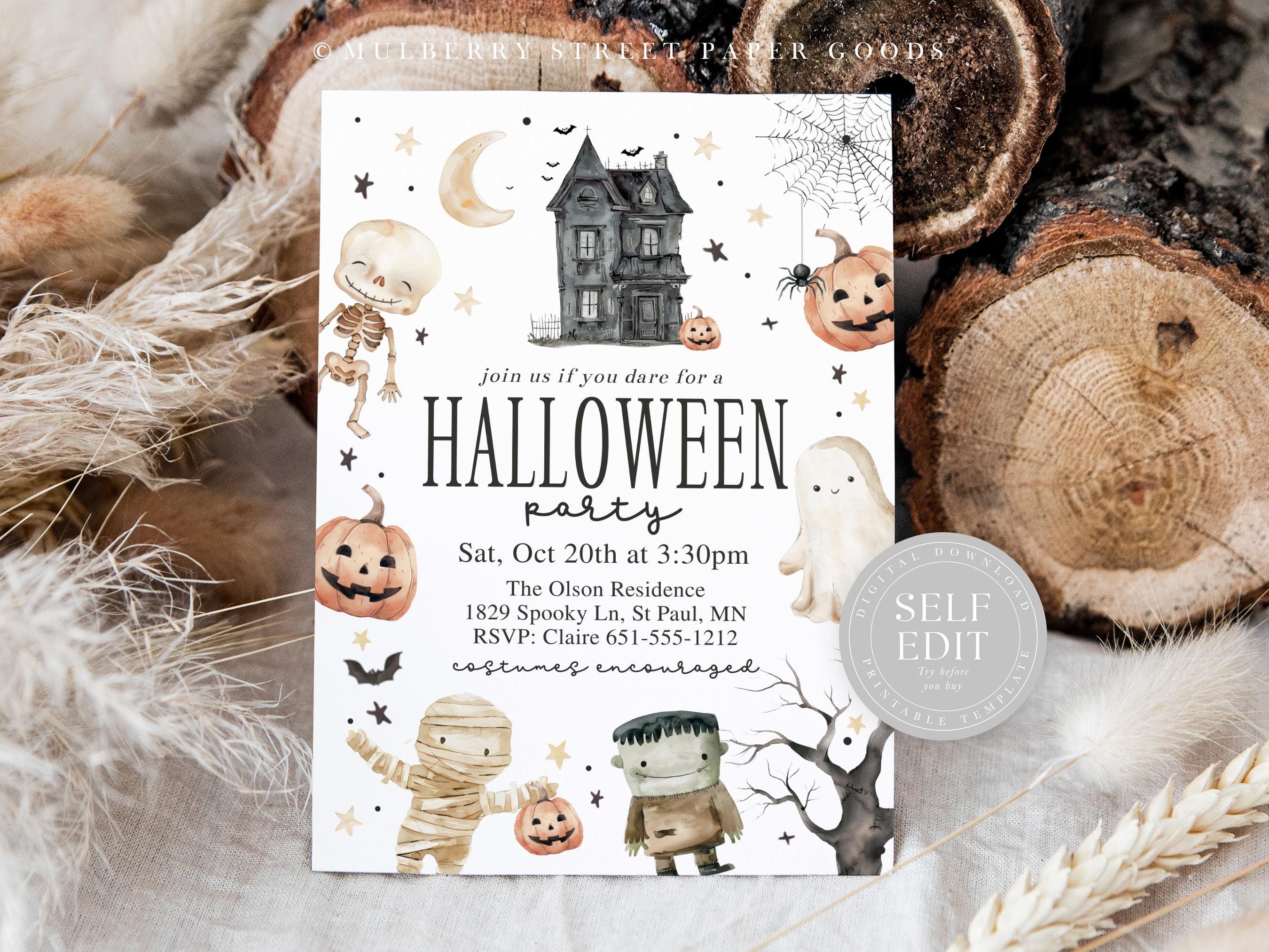 Editable Halloween Invitation Printable Halloween Party Invite Canva ...