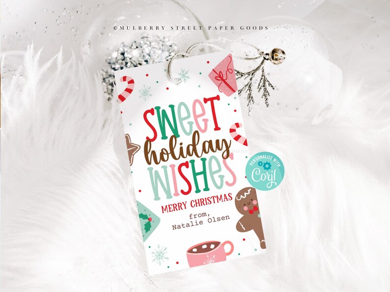 Sweet Holiday Wishes Gift Tag Printable Christmas Cookies Hot Cocoa ...