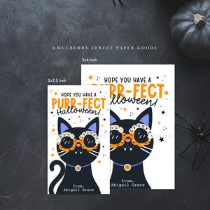 Halloween Favor Tags Printable Cute Cat Halloween Trick or Treat Gift ...