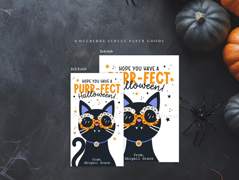 Halloween Favor Tags Printable Cute Cat Halloween Trick or Treat Gift ...