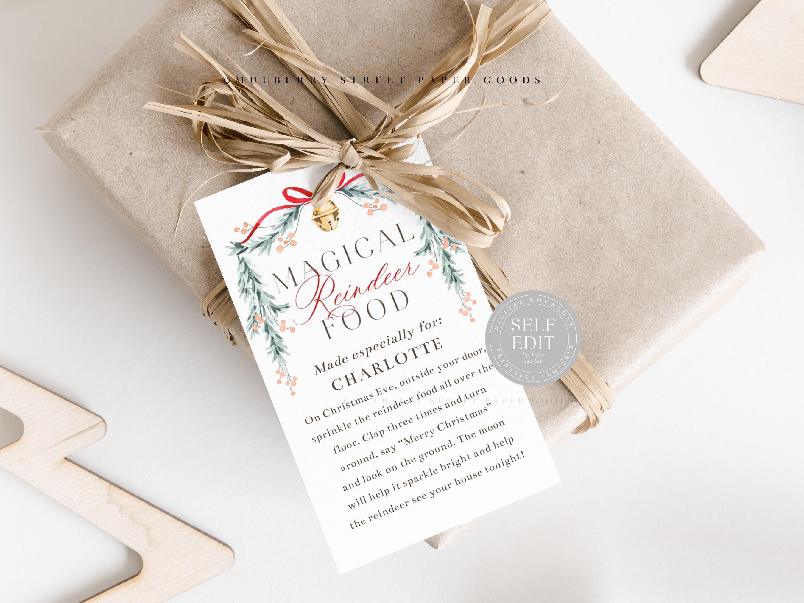 Editable Reindeer Food Gift Tag Canva Template Digital Reindeer Food ...