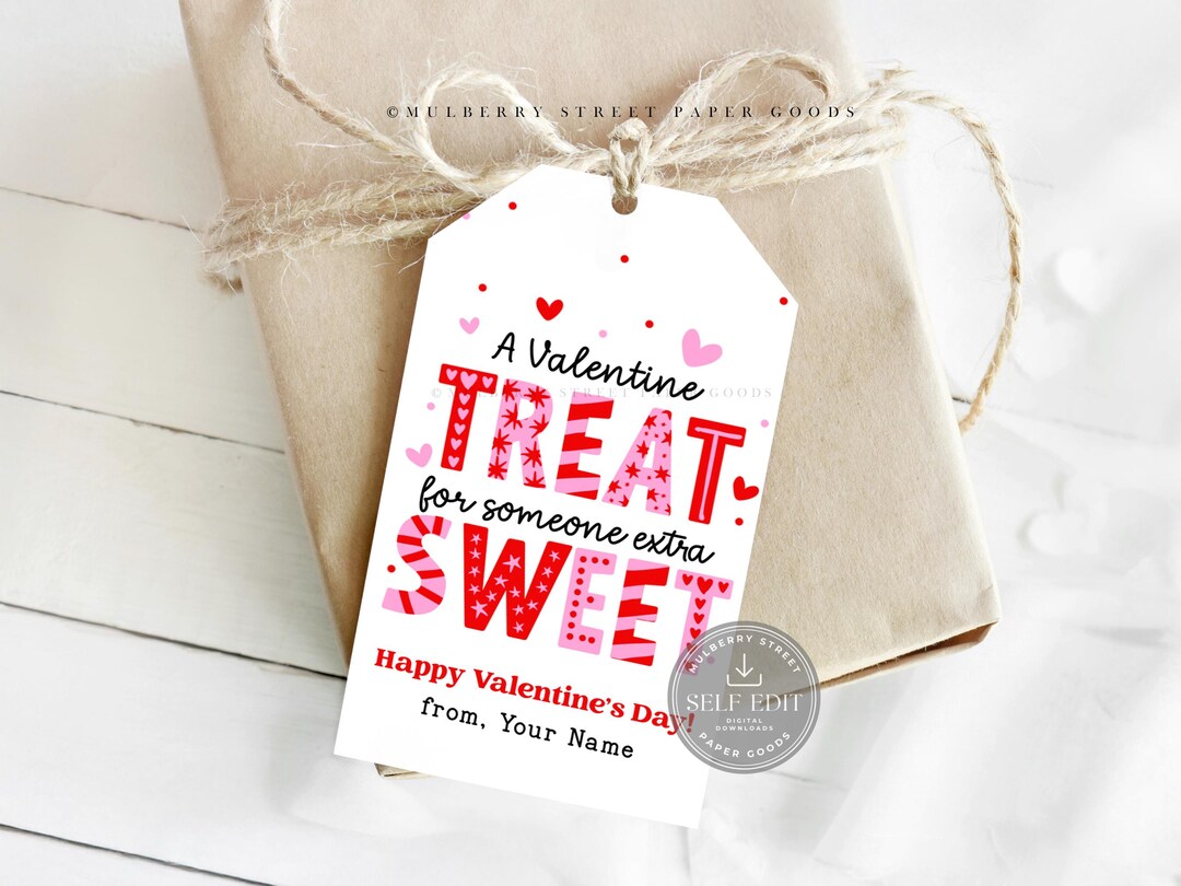 Sweet Treat Valentine Gift Tag Printable Digital Download Canva ...