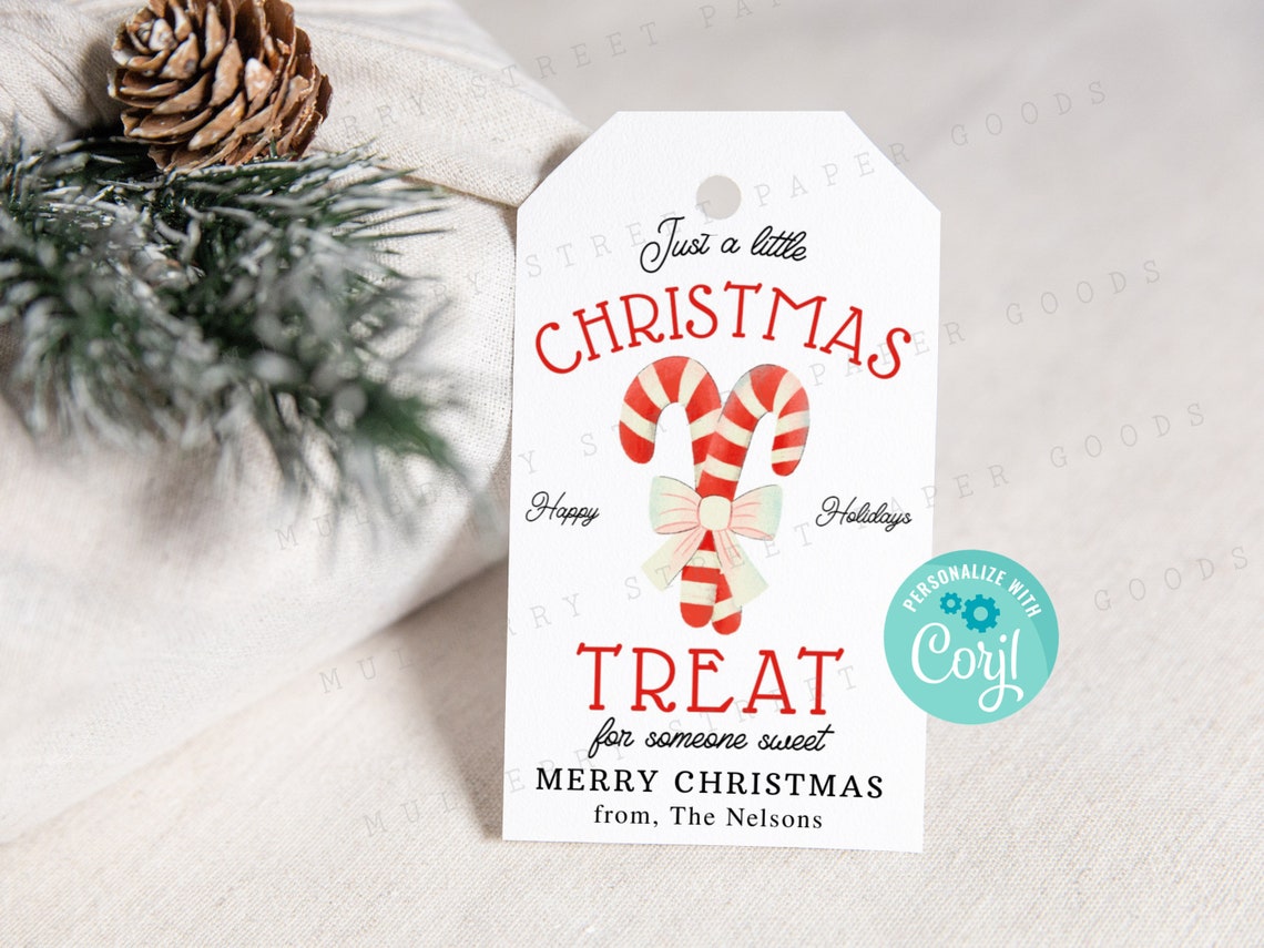 Printable Christmas Treat Gift Tag Candy Cane Christmas Bag - Etsy