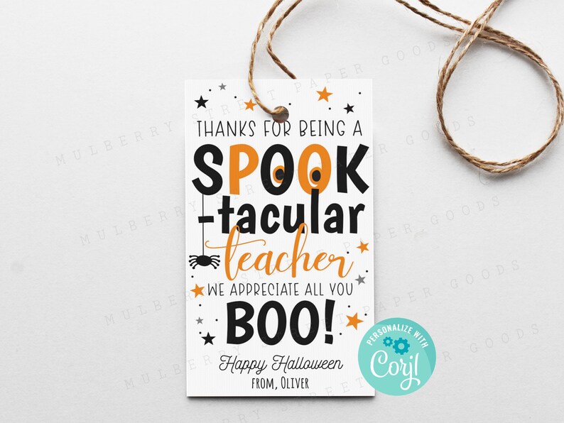 Printable Spooktacular Teacher Halloween Gift Tag, School Halloween ...