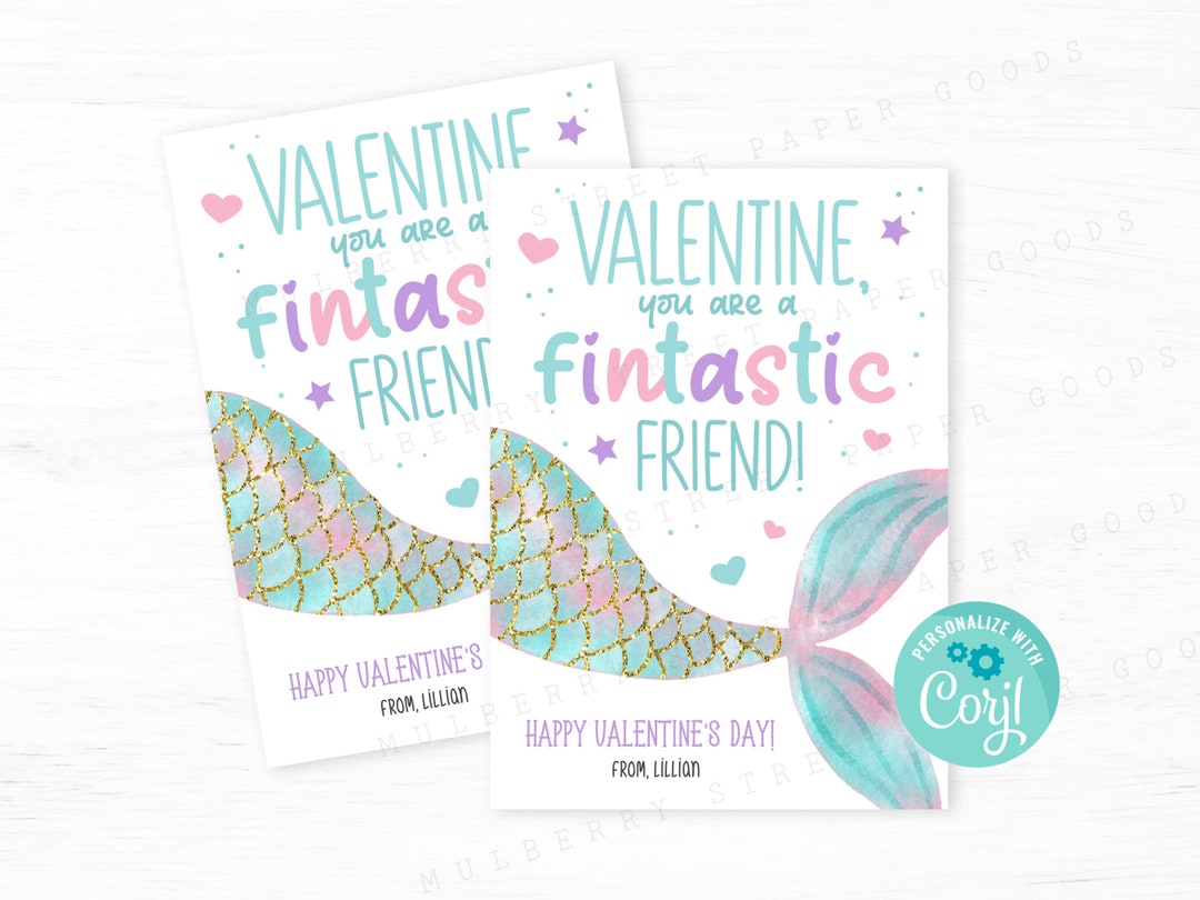 Printable You Are A Fintastic Friend Valentine's Day Card Kids ...