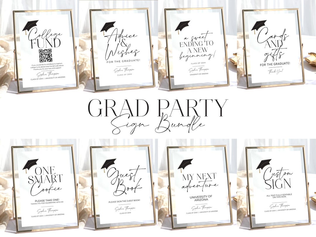 Modern Graduation Party Table Sign Canva Template Printable Graduation ...