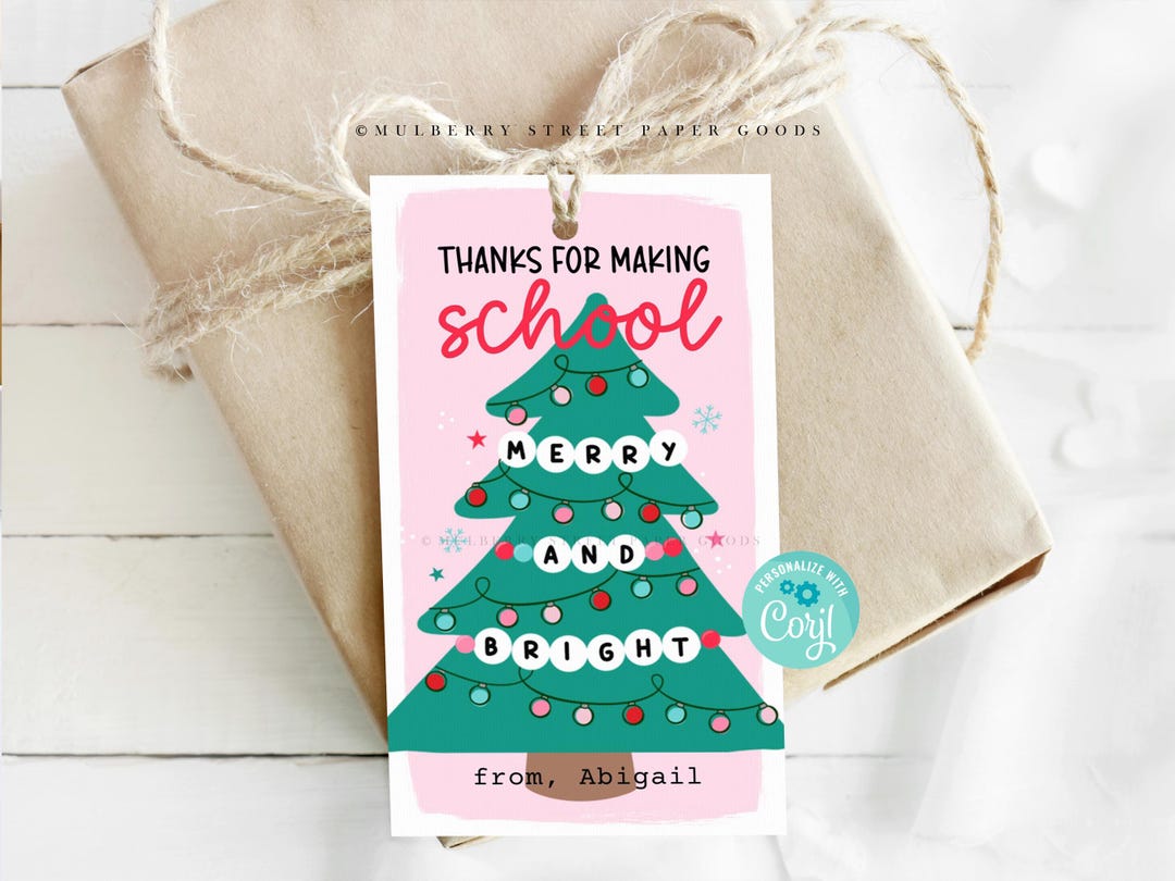 Christmas Friendship Bracelet Gift Tag Printable Personalized Teacher ...