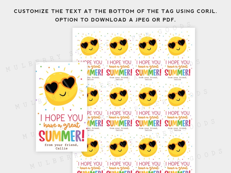 I Hope You Have A Great Summer Printable Gift Tag Template Last Day of ...