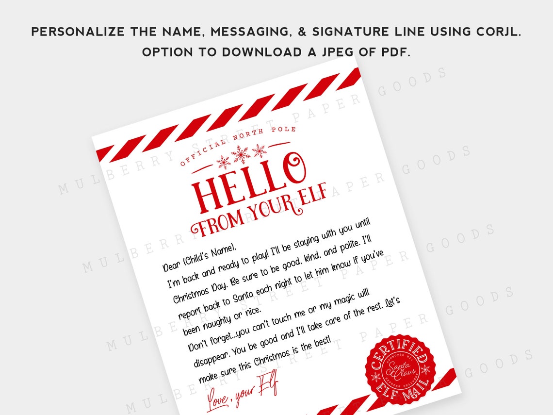 Printable Hello From Your Elf Letter Editable Elf Arrival - Etsy