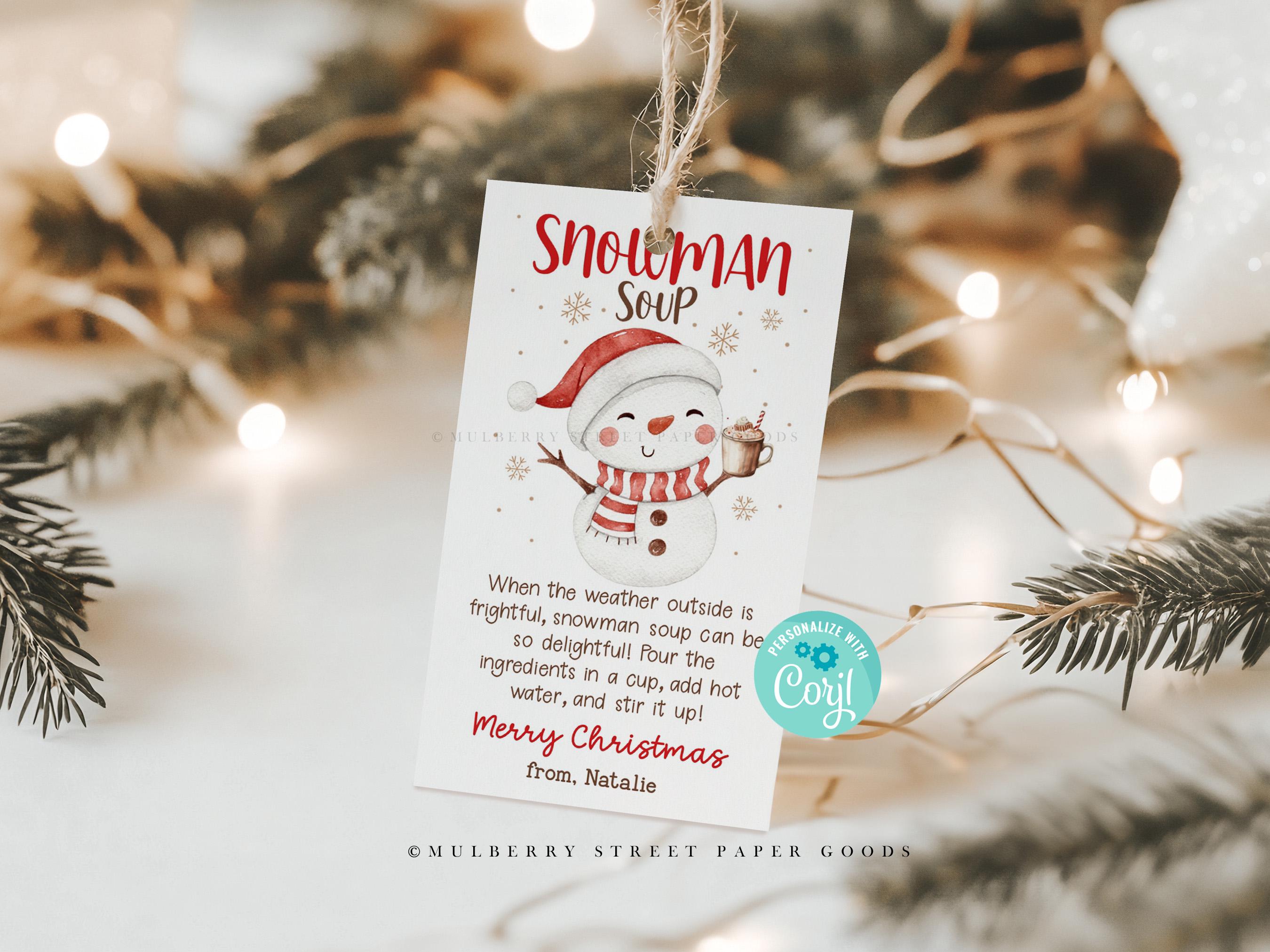Snowman Soup Gift Tag Digital Download Christmas Hot Cocoa Gift Tag ...
