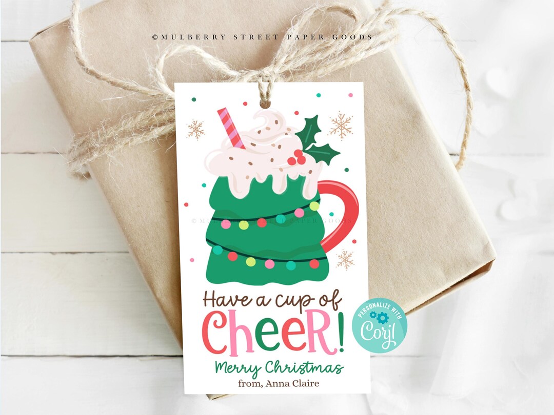 Holiday Hot Cocoa Gift Tag Printable Have a Cup of Cheer Christmas Mug ...