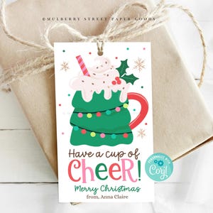 Holiday Hot Cocoa Gift Tag Printable Have a Cup of Cheer Christmas Mug ...