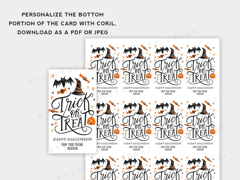 Printable Trick or Treat Gift Tag Happy Halloween Treat Bag - Etsy