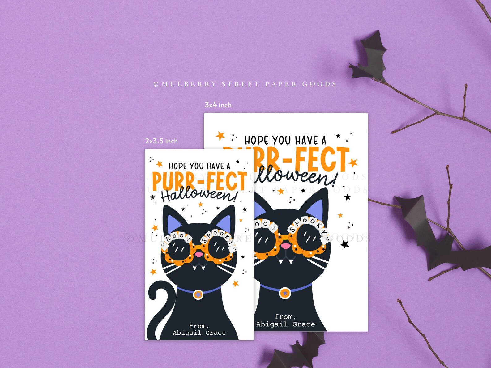 Halloween Favor Tags Printable Cute Cat Halloween Trick or Treat Gift ...